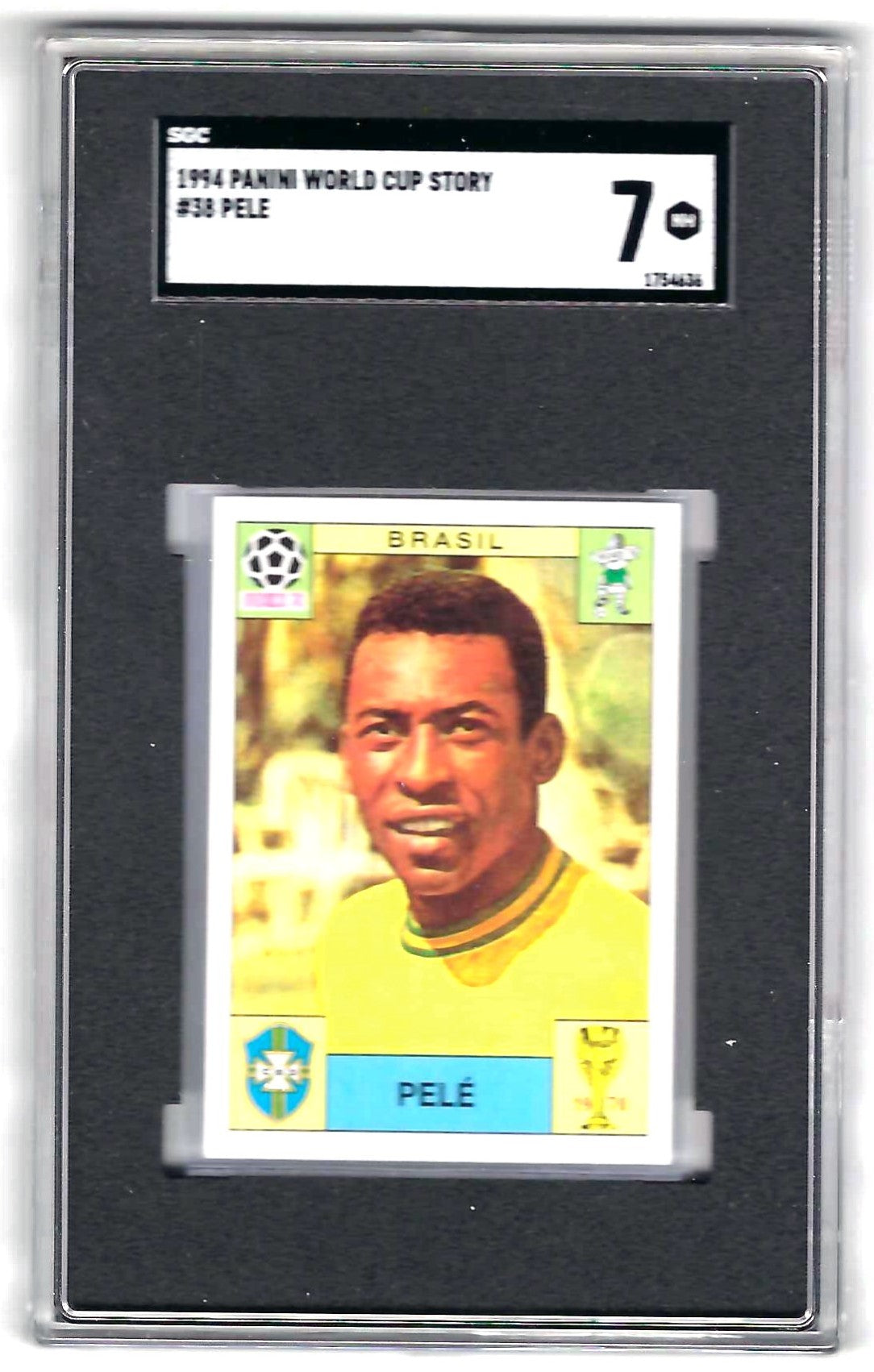 1994 Panini World Cup Story Sticker #38 Pele SGC 7 Rare Sticker ...